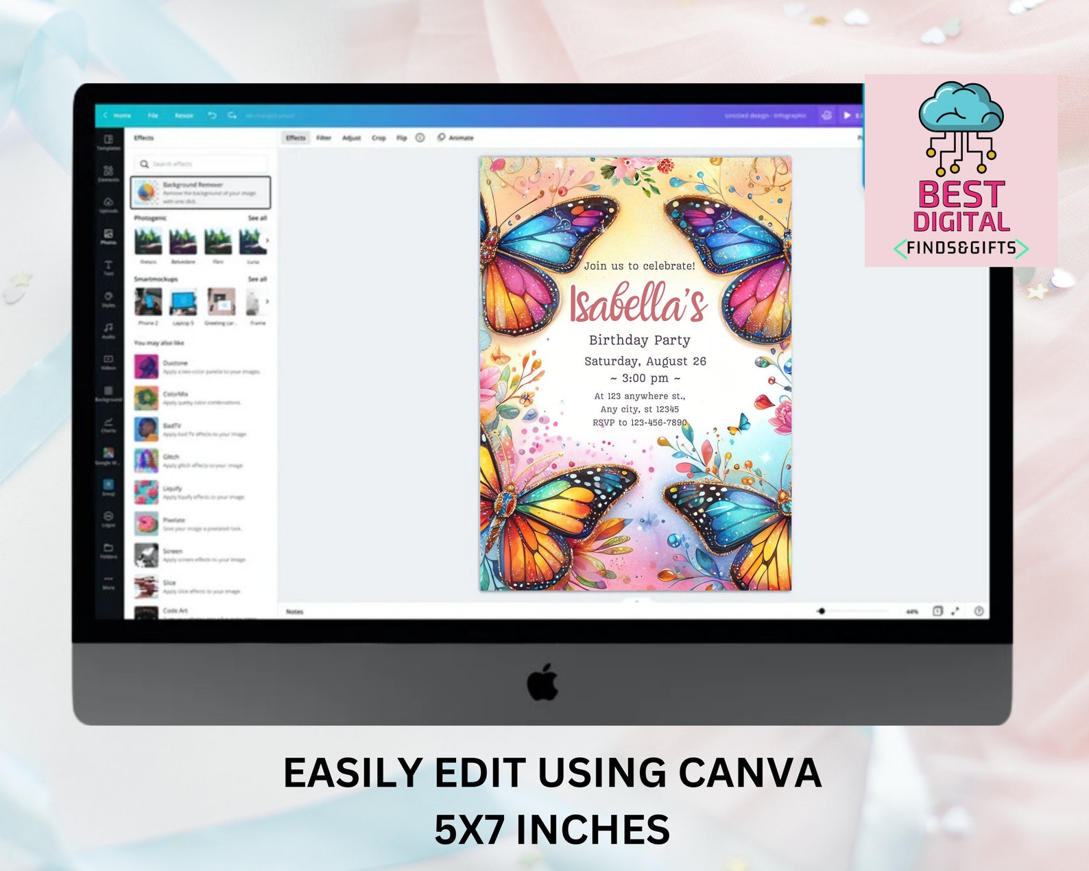 Butterfly Birthday Invitation Girl Butterfly Party Butterfly Invitation ...