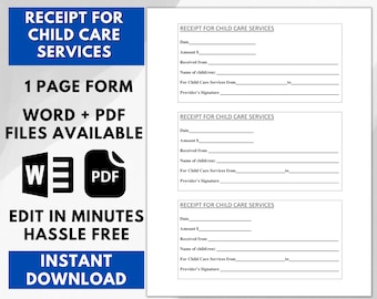 Childcare Receipts for Parents Taxes - Daycare Receipts for Parents ...