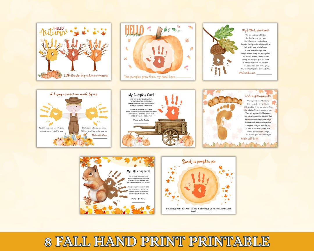 Fall Handprint Bundle, Printable Fall Handprint Craft for Kids, Fall ...