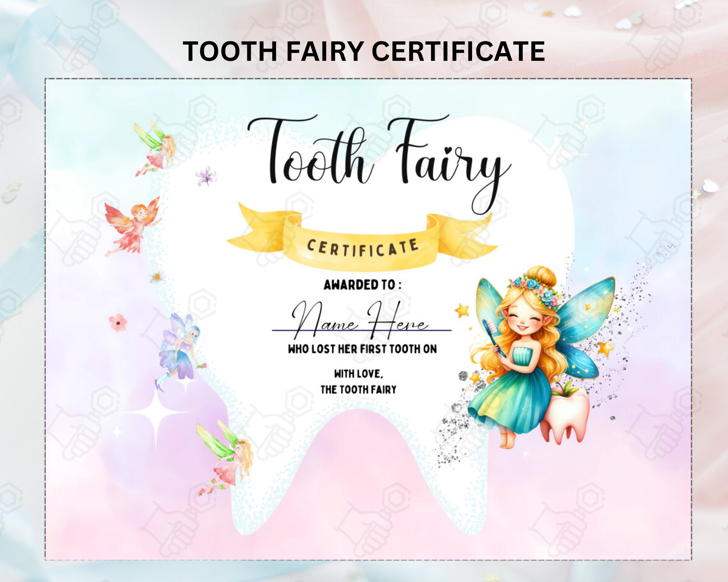 Editable Tooth Fairy Set With Envelope, Receipt and Fairy Letter, Fully ...