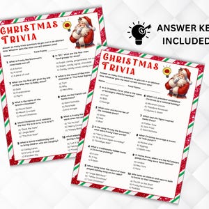 Printable Christmas Trivia Game, Christmas Party Game, Christmas Game ...