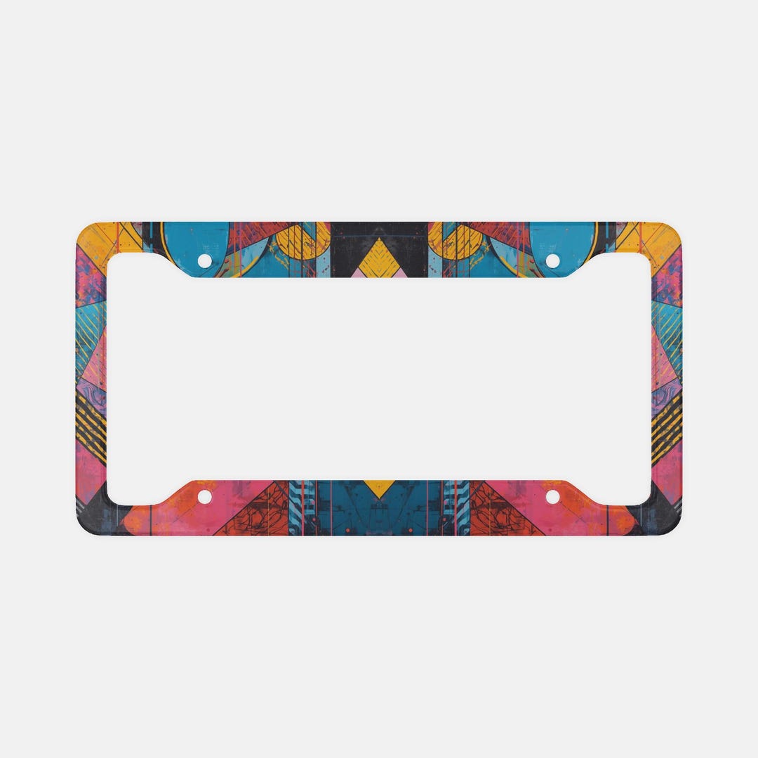 Abstract Cyberpunk License Plate Frame | Geometric Neon Car Decor - Etsy