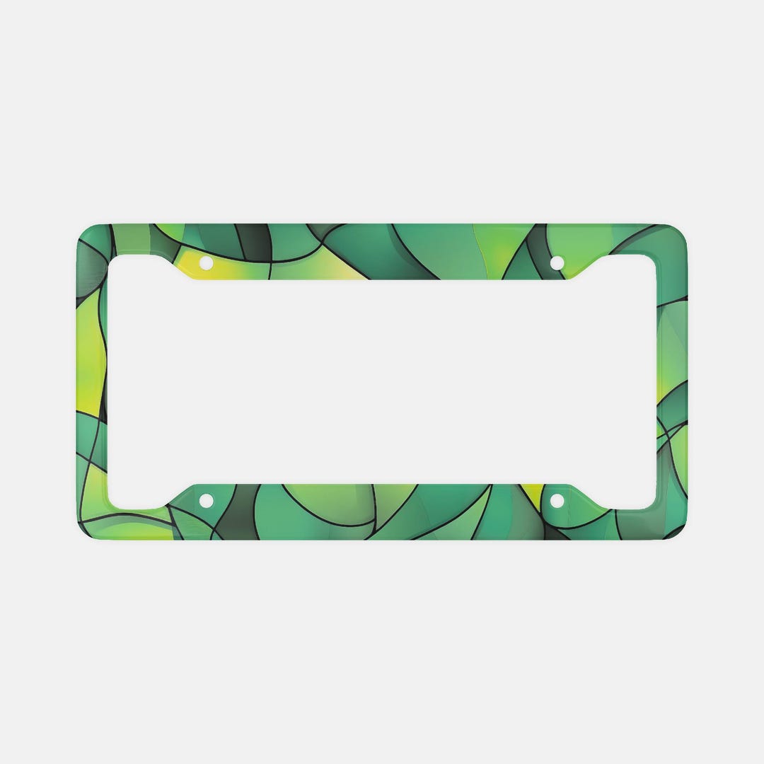 Stained Glass Style Aluminum License Plate Frame | Green and Yellow ...