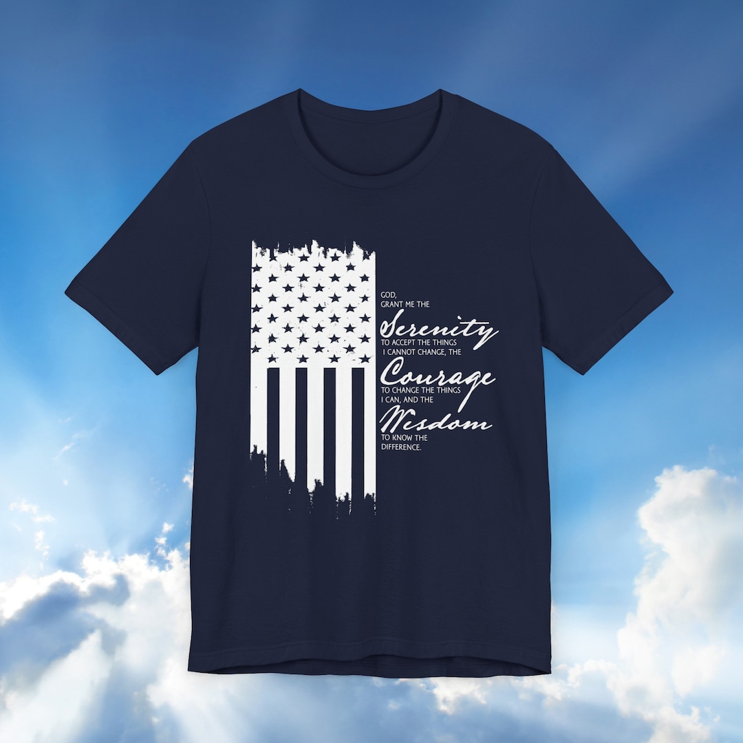Recovery & Resilience: US Flag and Serenity Prayer Shirt for a Walk in ...
