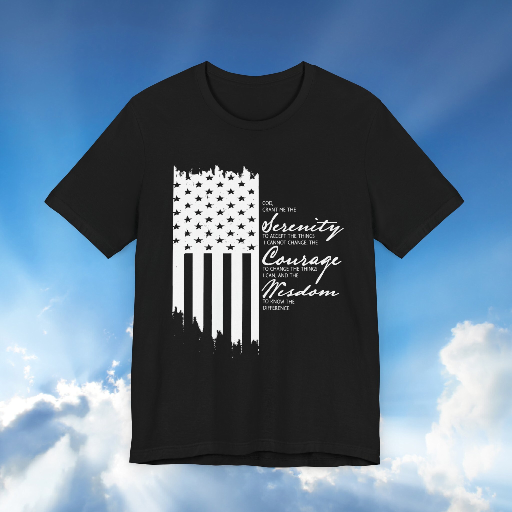 Recovery & Resilience: US Flag and Serenity Prayer Shirt for a Walk in ...