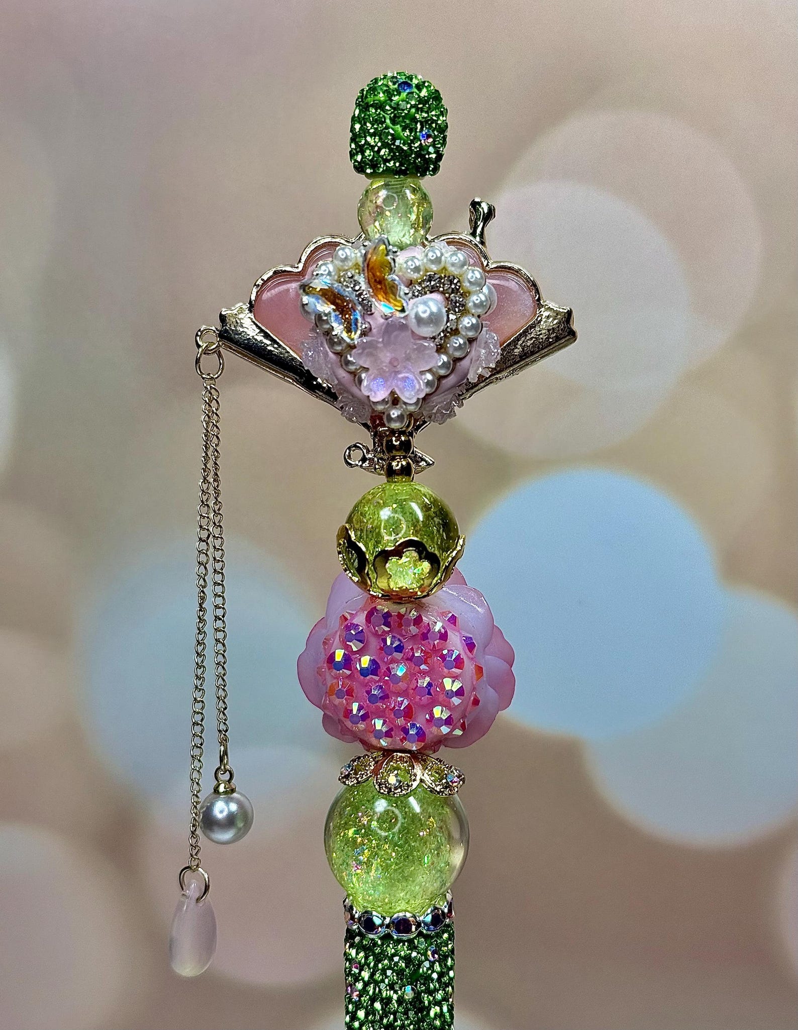 Floral Oriental Fan Beaded Pen, Rhinestone Decorative Writing Pen - Etsy