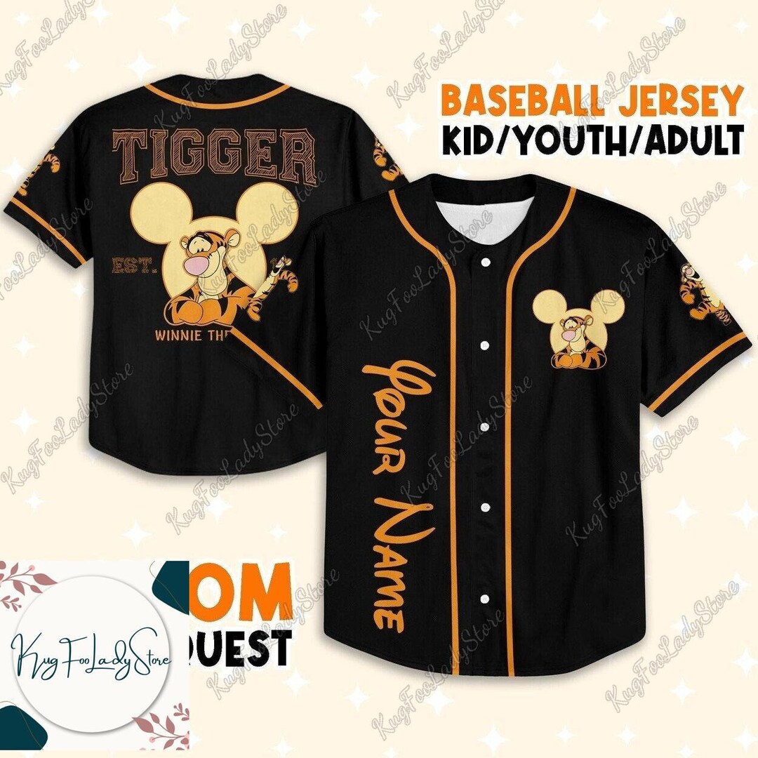 Winnie the Pooh Tigger Jersey, Tigger Baseball Jersey, Kids Youth Adult ...