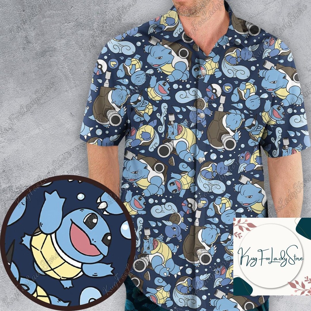 Squirtle Pokemon Shirt, Squirtle Hawaiian Shirt, Gaming Shirt, Funny ...