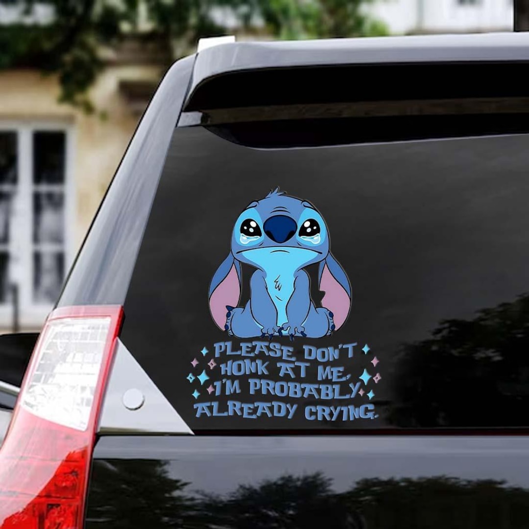 Stitch Car Stickers, Funny Stitch Vinyl Decal, Please Don't Honk at Me ...