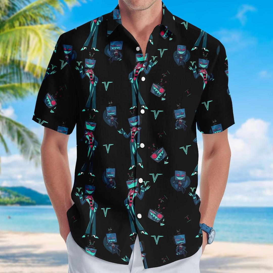 Hazbin Hotel Vox Button Shirt, Hazbin Hotel Shirt, Angel Dust Men Shirt ...