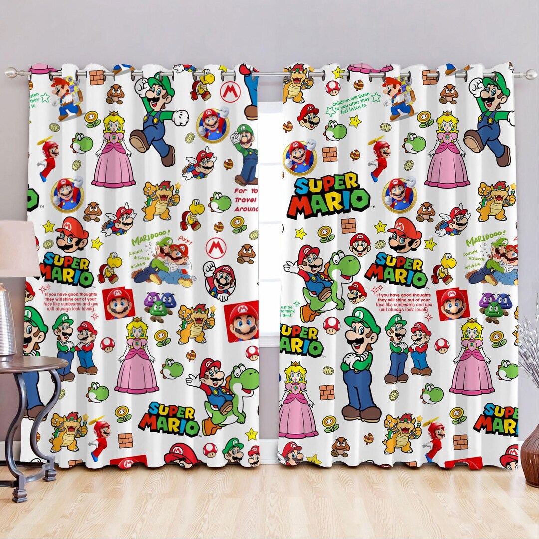 Super Mario Bros Curtain, Mario Door Curtains, Princess Peach Mario ...