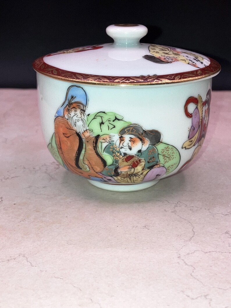 Yamazaki Katani Yaku Hand Painted Covered Tea Cup / Trinket Box Pre ...