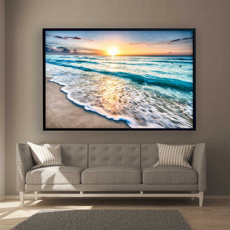Sea Beach Ocean White Sand Canvas Wall Art, Beach Canvas Wall Decor ...