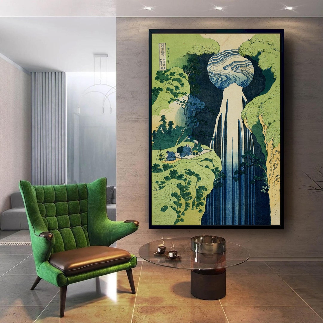 Katsushika Hokusai Canvas, Amida Waterfall Canvas, Deep Beyond the Kiso ...