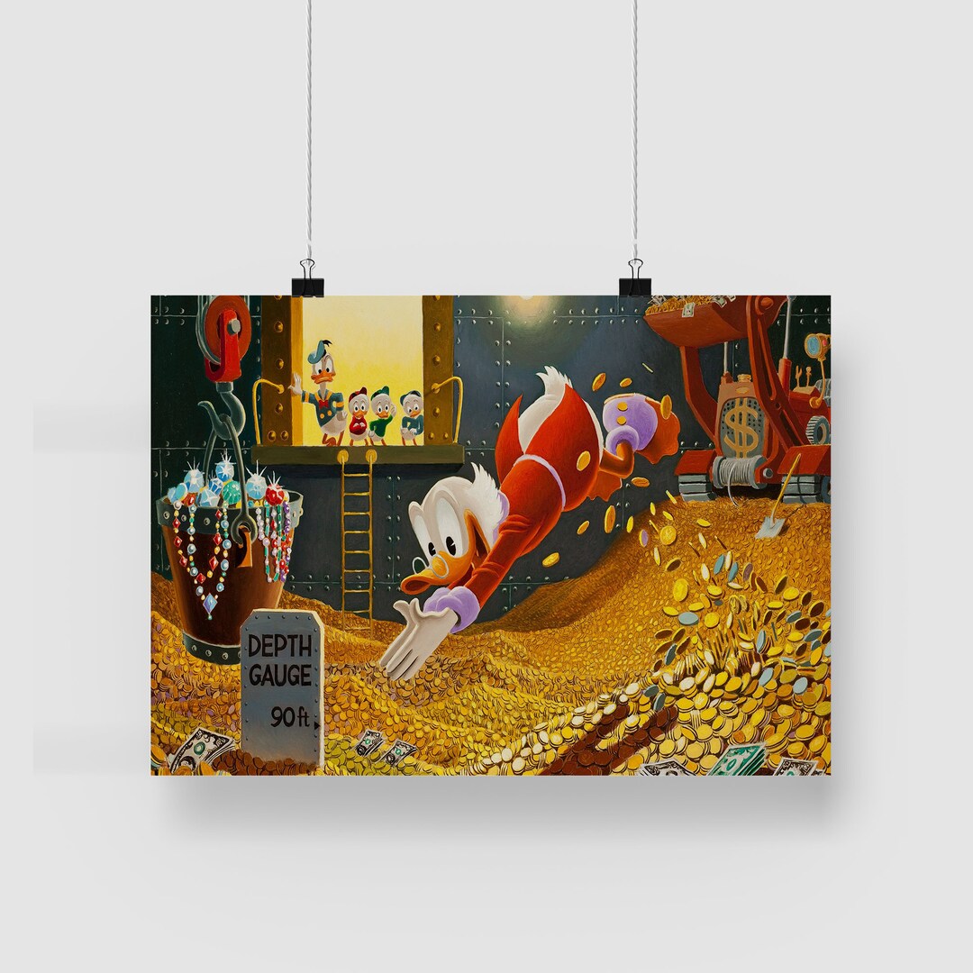 Duffy Duck Wall Art, Mcduck Home Decor, Money Paintings Wall Decor ...