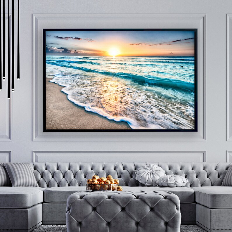 Sea Beach Ocean White Sand Canvas Wall Art, Beach Canvas Wall Decor ...