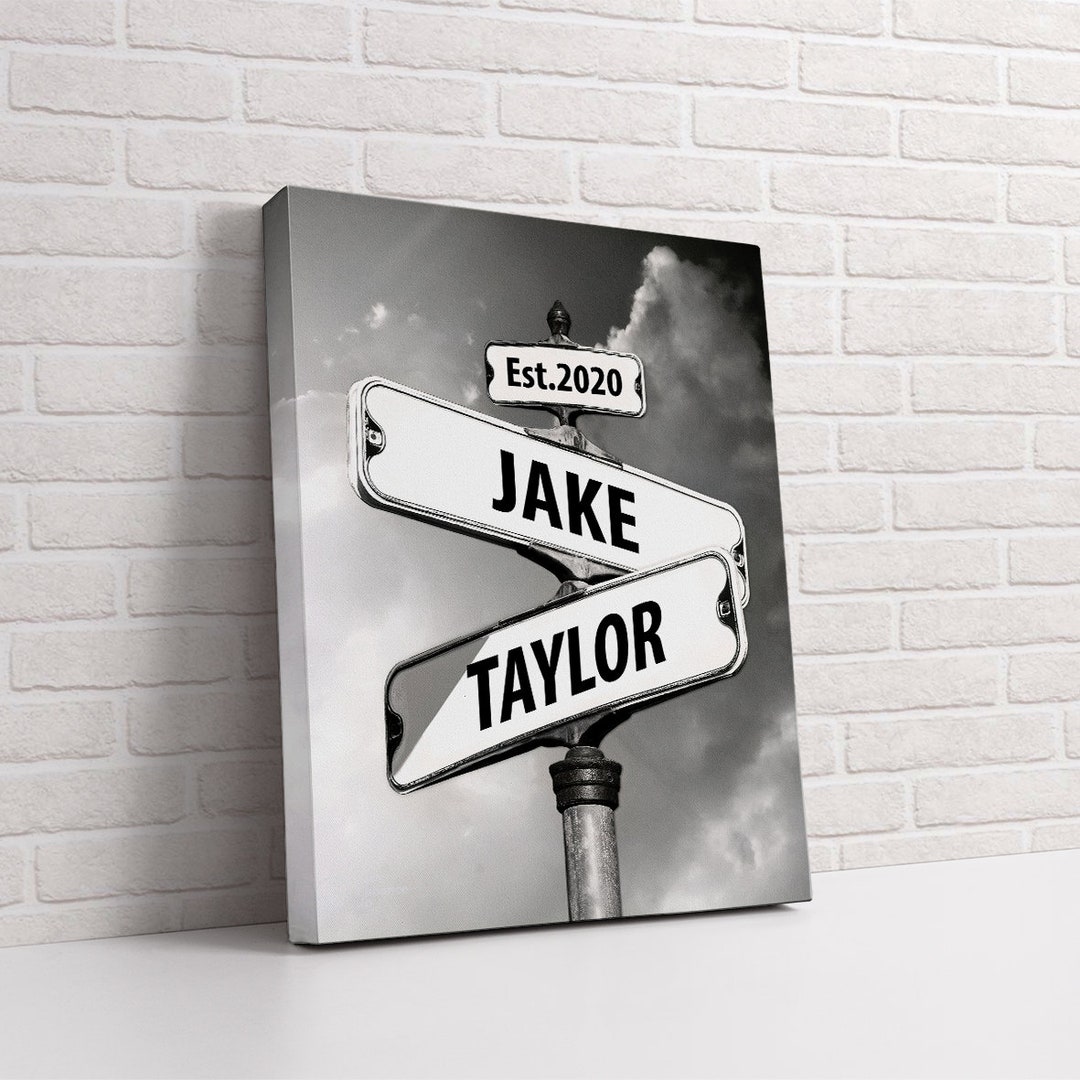 Personalized Name Vintage Street Sign Canvas, Custom Name Crossroad ...