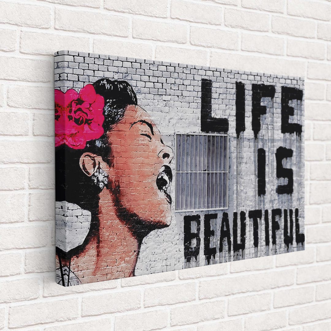 Life is Beautiful Canvas Wall Art, Banksy Life is Beautiful Poster ...