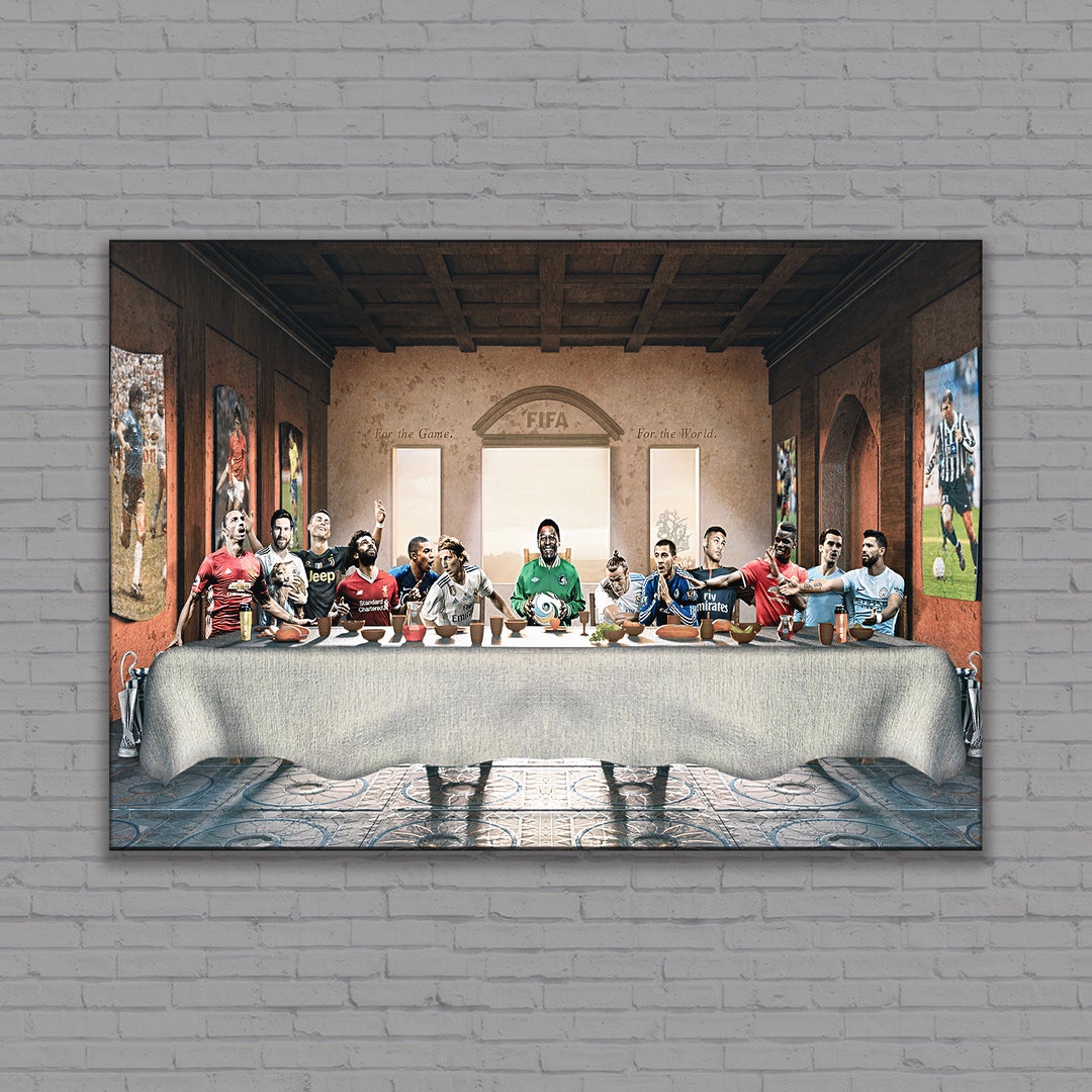 Football Legends Last Supper Canvas, Football Wall Decor, Gym Wall Art ...