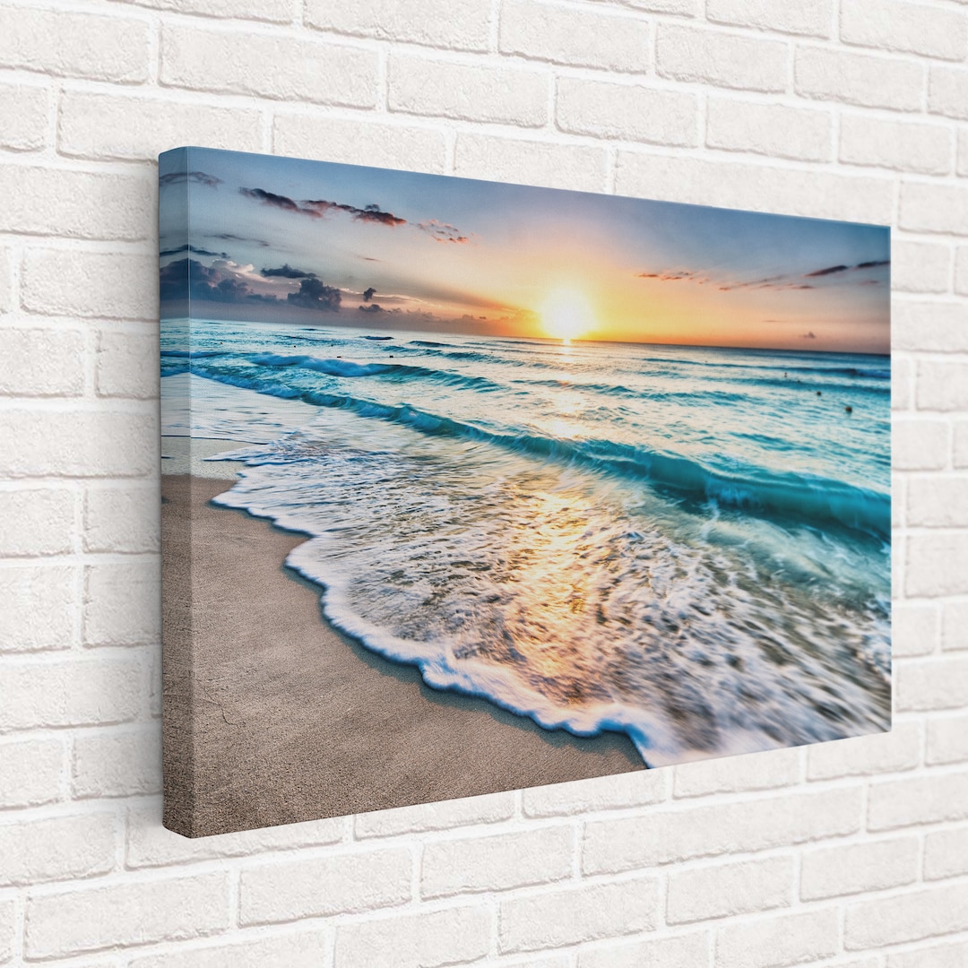 Sea Beach Ocean White Sand Canvas Wall Art, Beach Canvas Wall Decor ...