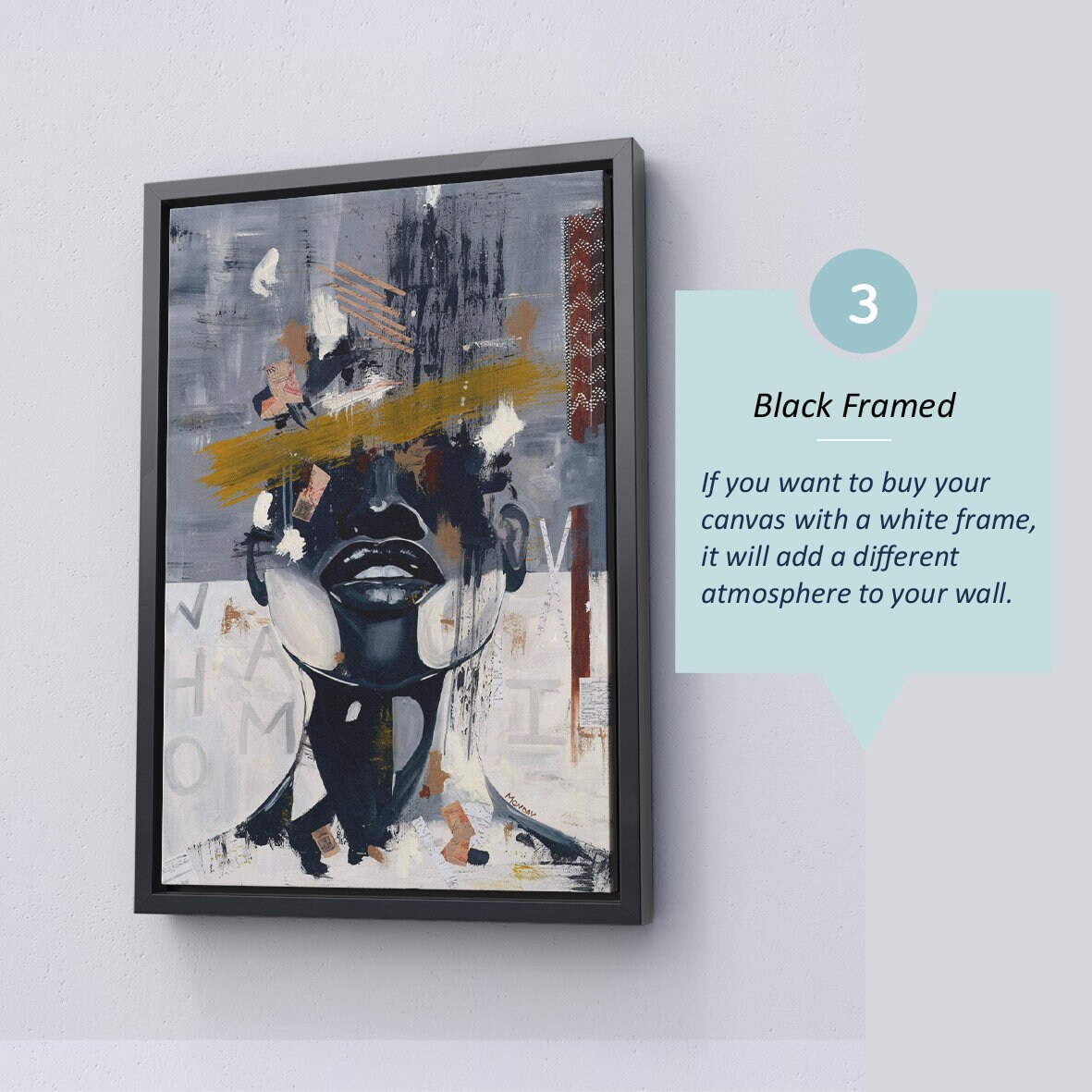 African Woman Face, Abstract African Canvas Wall Art, Modern Canvas ...