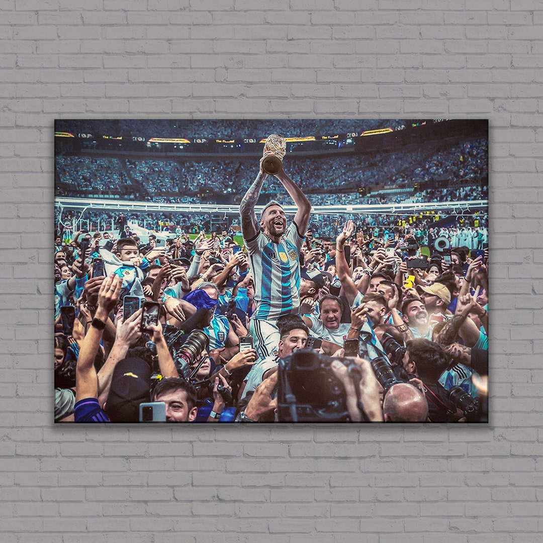 Messi Poster, Messi Word Cup Canvas Wall Art, Word Cup Art, Messi Gift ...