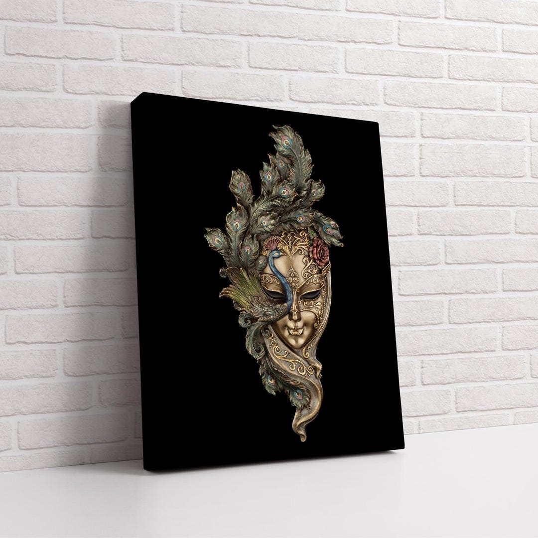 Carnival Masks Canvas, Modern Poster Print, Venetian Mask Canvas Wall ...