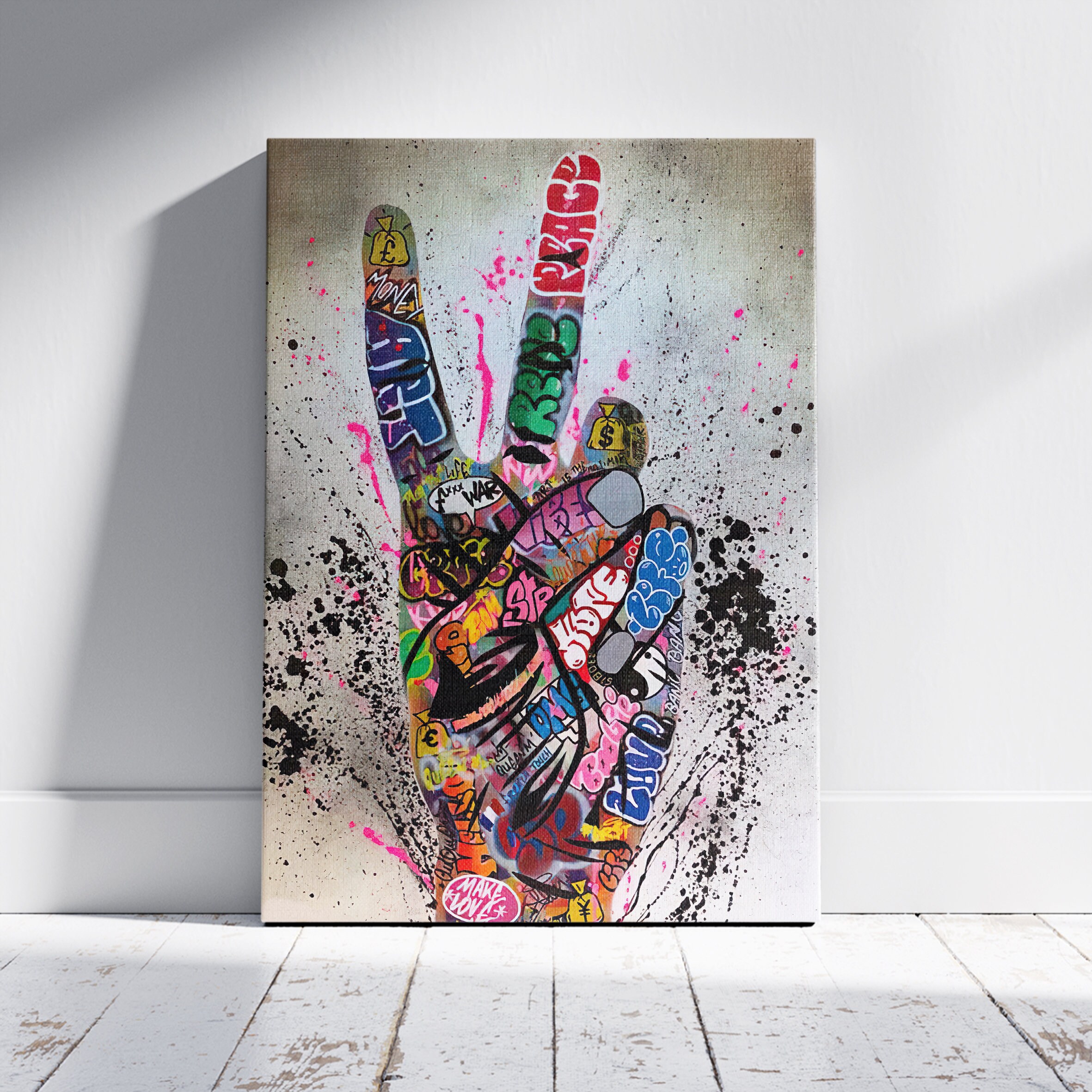 Graffiti Vredesvingers Peace Sign Poster Etsy Nederland
