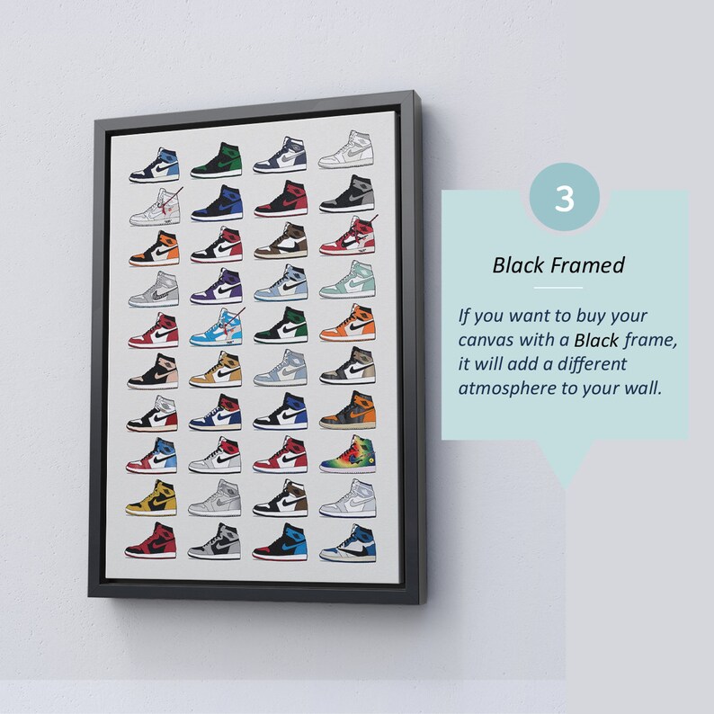 Air Jordan 1 Collection Sneaker Poster, Jordan Shoes Canvas, Air Jordan ...
