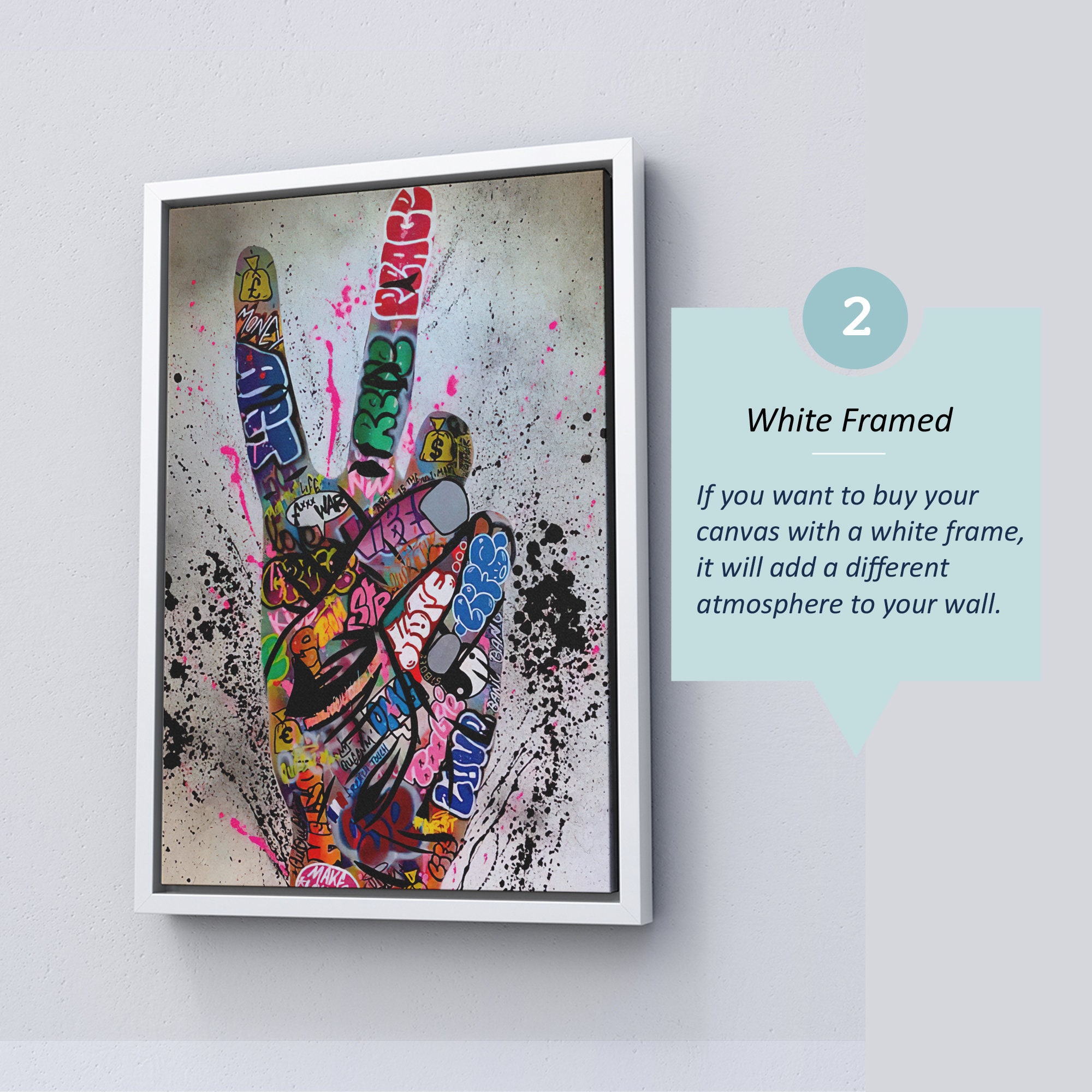 Banksy Graffiti Poster, Graffiti Victory Sign Wall Decor, Victory Sign ...