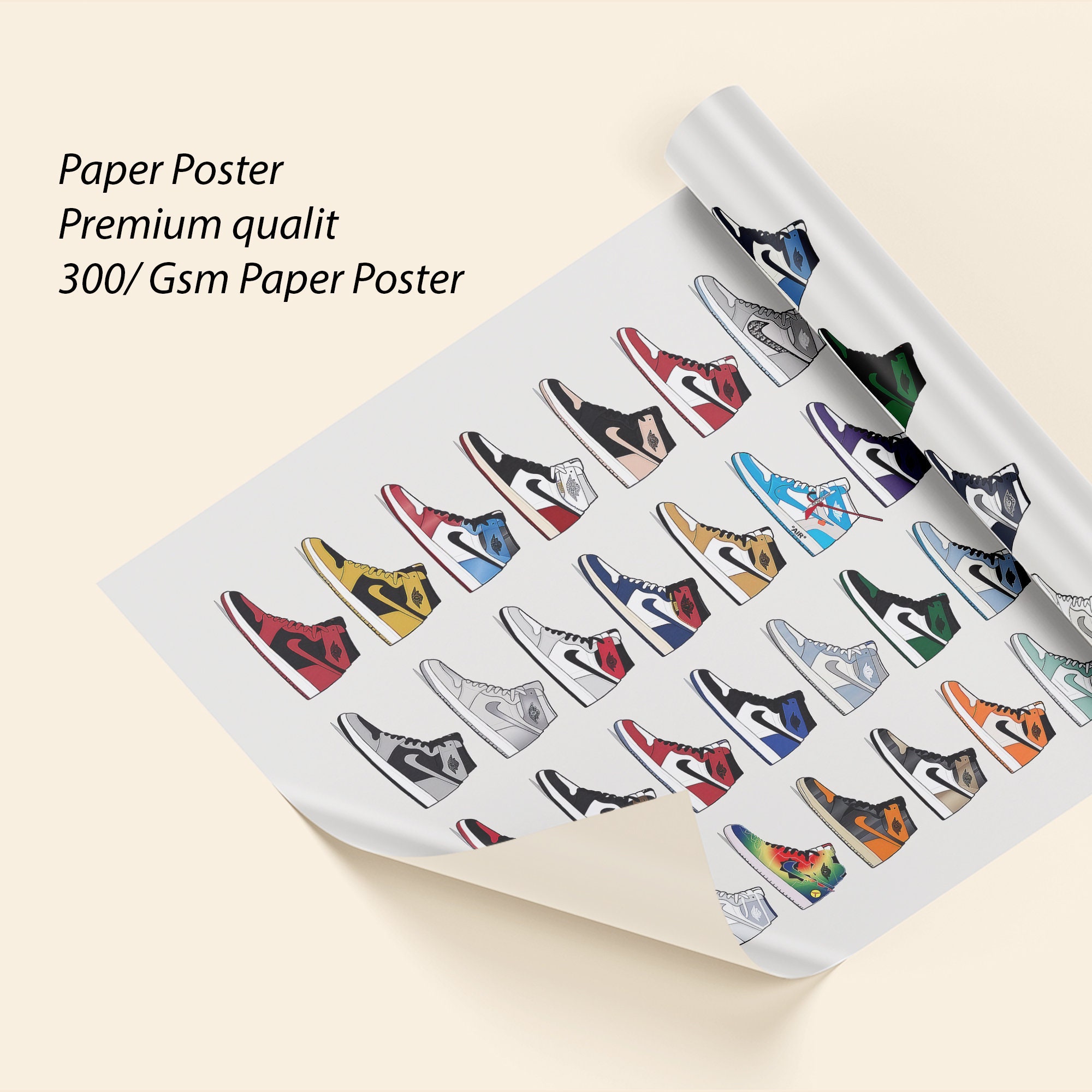Air Jordan 1 Collection Sneaker Poster, Jordan Shoes Canvas, Air Jordan ...