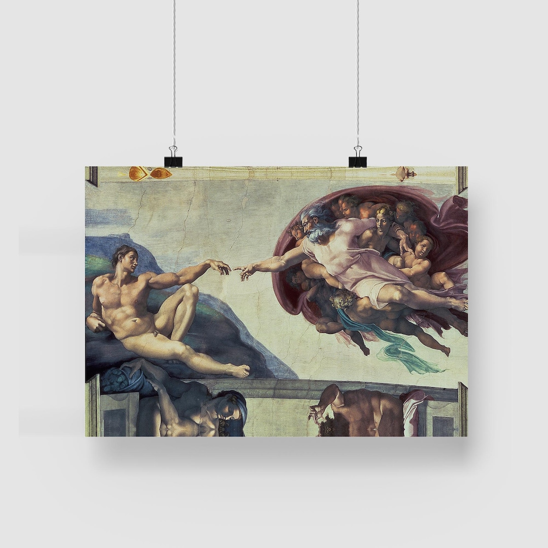 Michelangelo Creation of Adam Wall Art, Religious Canvas Wall Art ...