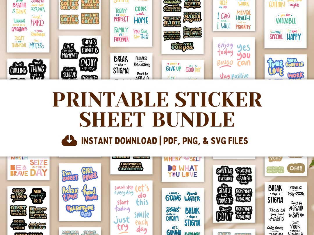 Statement Printable Stickers PNG, Inspirational Sticker PNG, Print and ...