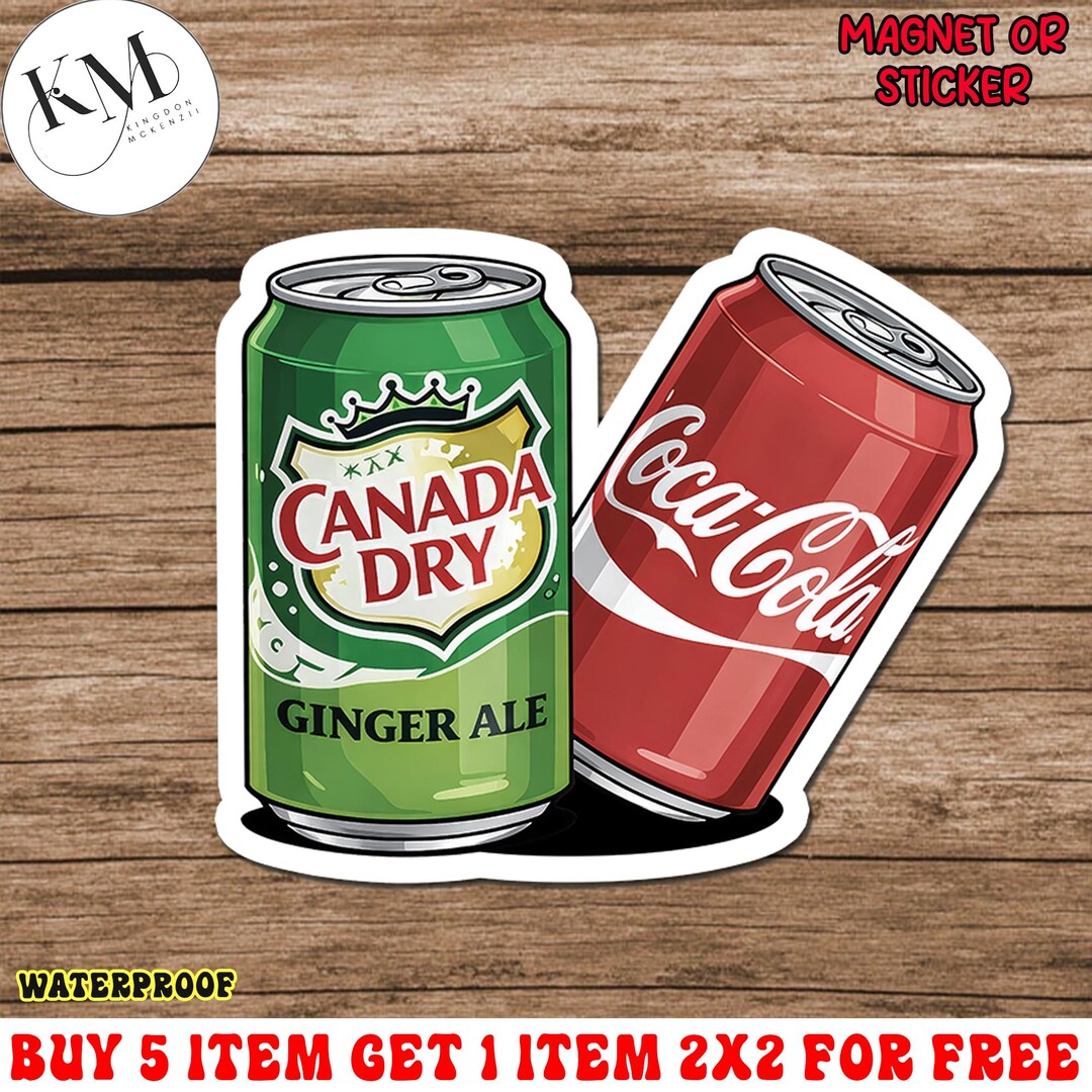 Soda Can Sticker, Vintage Cola & Ginger Ale Illustration, Retro Drink ...