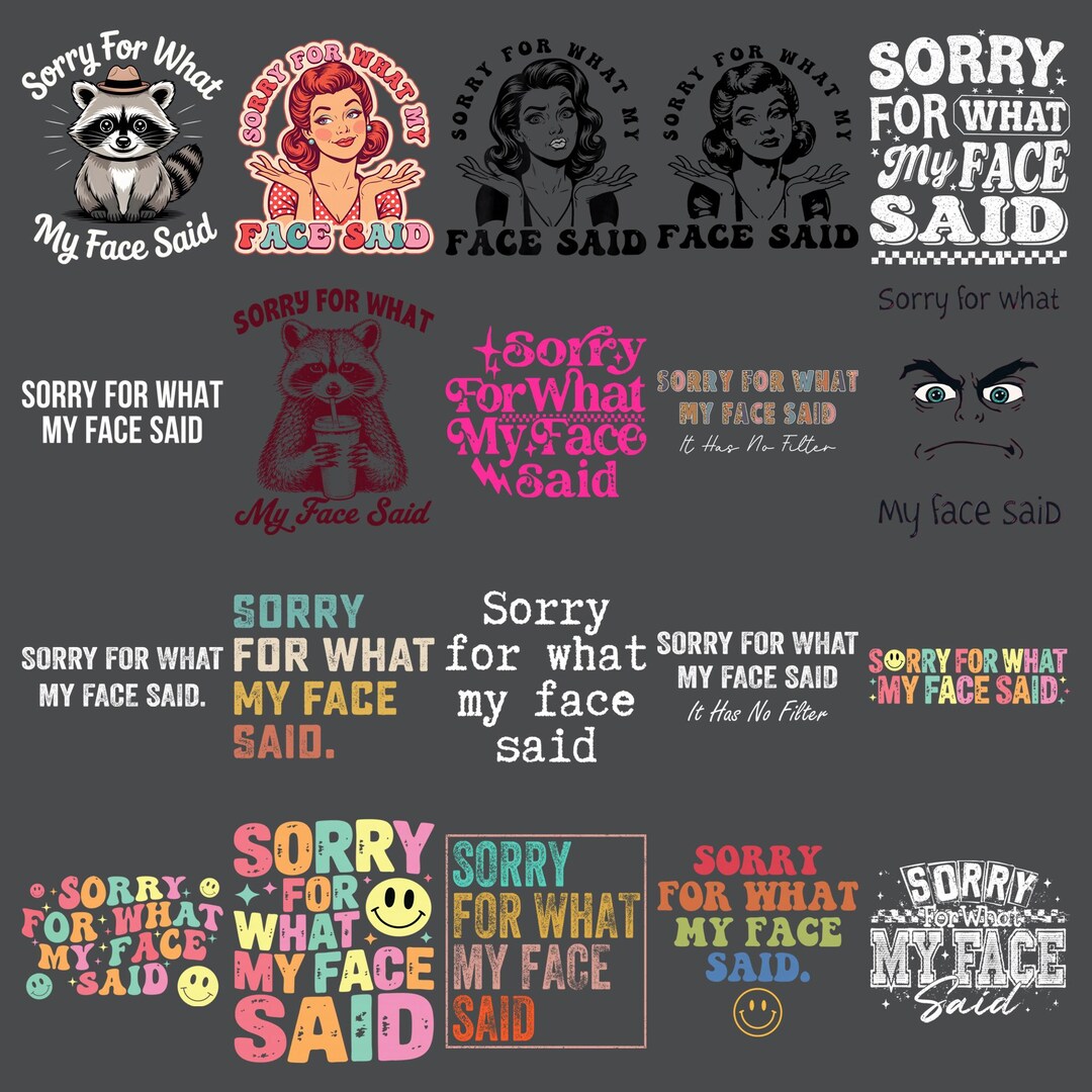 20 Preppy Sorry for What My Face Said Raccoon PNG Bundle, Funny ...