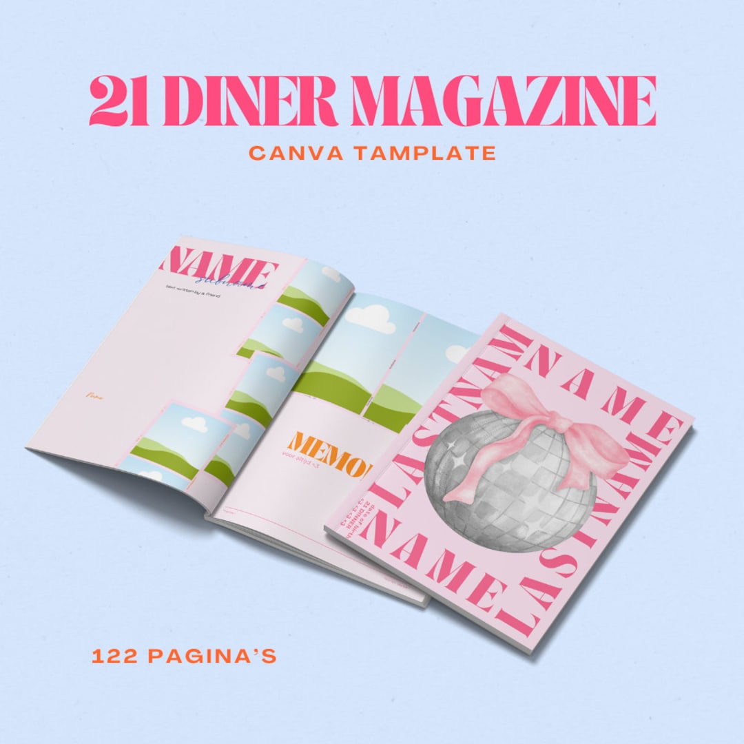 Aanpasbaare Canva tamplate, 21 Diner Boek, Verjaardagboek, Canva ...