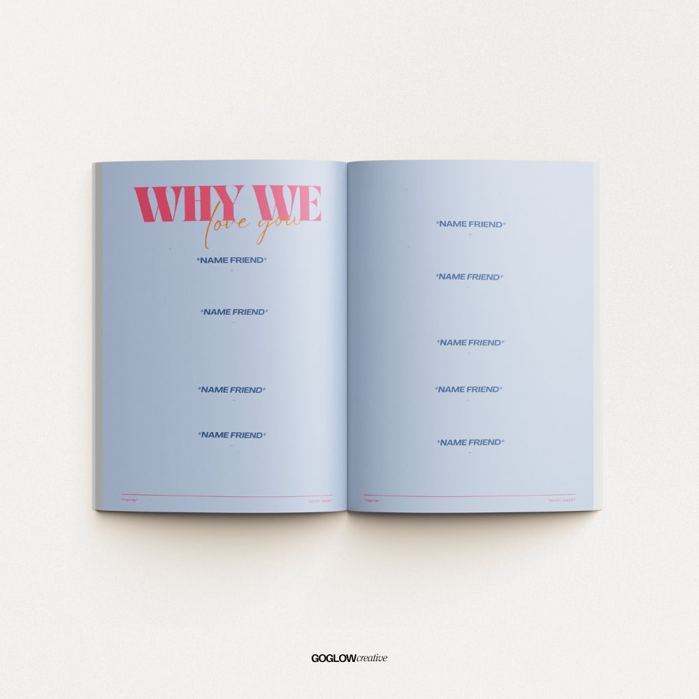 Aanpasbaare Canva tamplate, 21 Diner Boek, Verjaardagboek, Canva ...