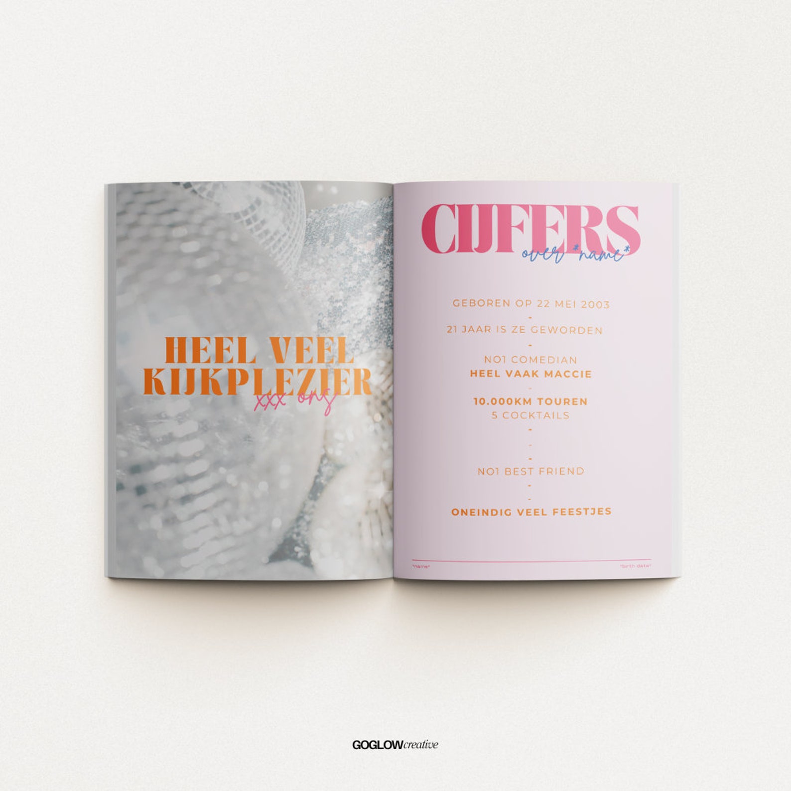 Aanpasbaare Canva tamplate, 21 Diner Boek, Verjaardagboek, Canva ...