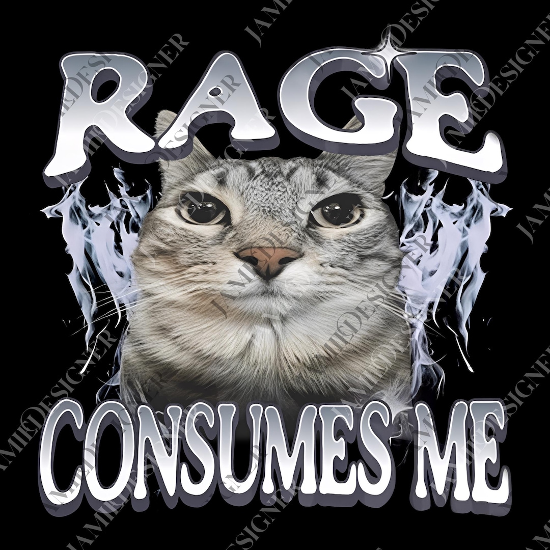 Rage Consumes Me Cat Png, Funny Cat Meme Png, Vintage Unhinged Cat ...