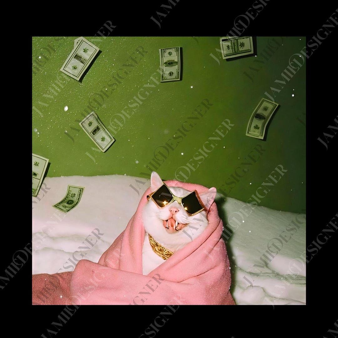 Rich Cats Png, Cat Meme Digital File, Cat With Money Png, Gen Z Joke ...