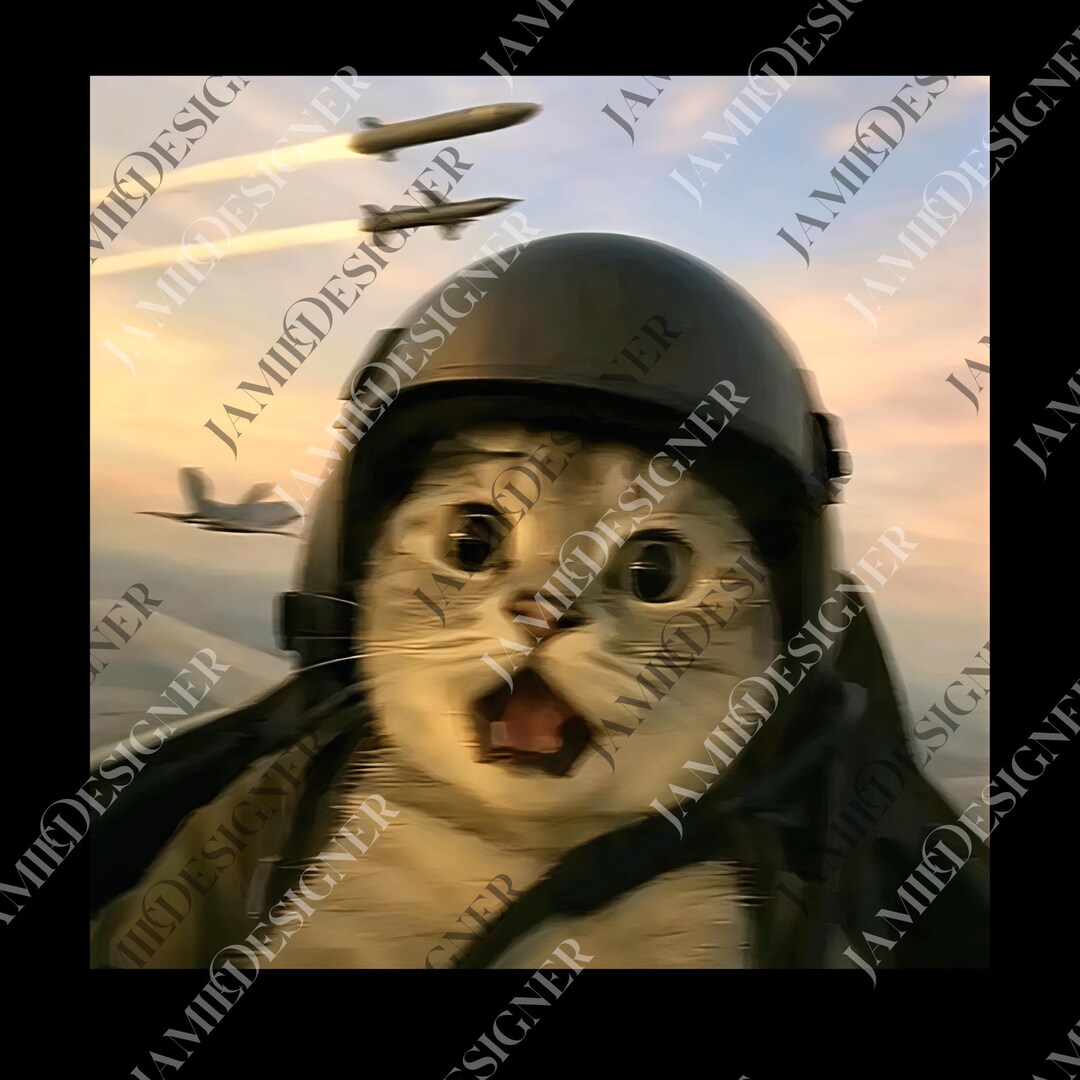 Funny Cat Pilot Selfie Sighting Png, Maverick Cat Selfie Tee on Png ...
