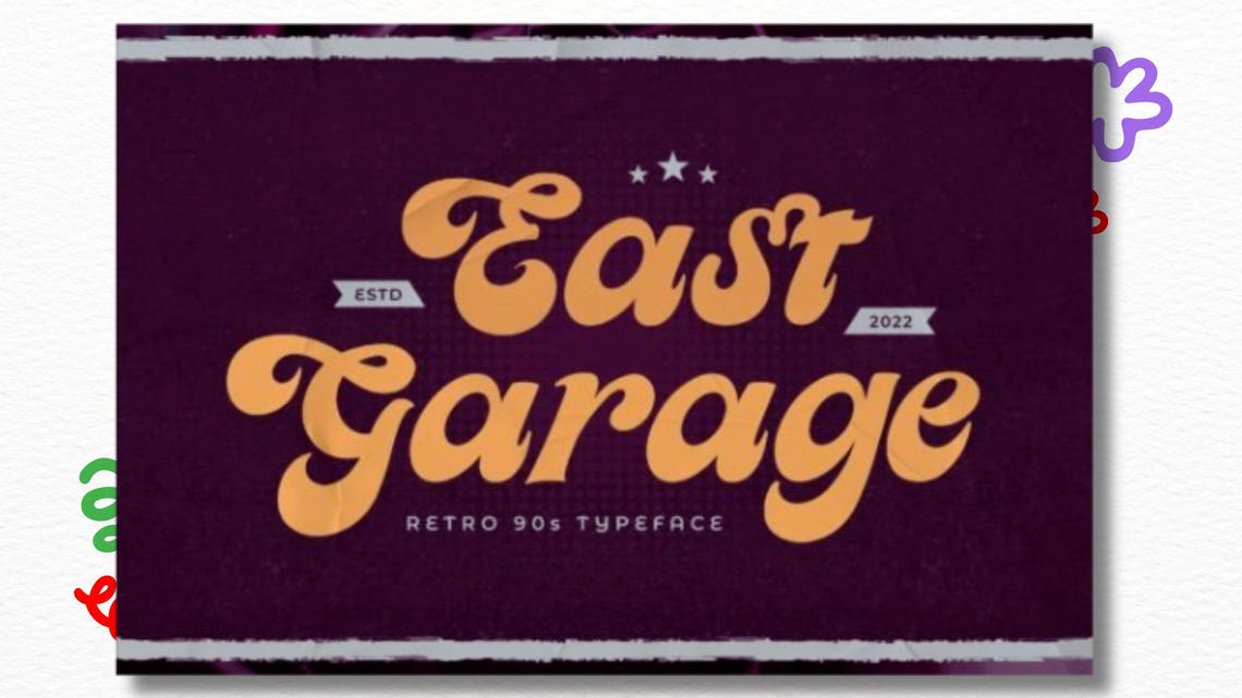 East Garage Font, Retro Font, Groovy Font, Chunky Font, Vintage Font ...