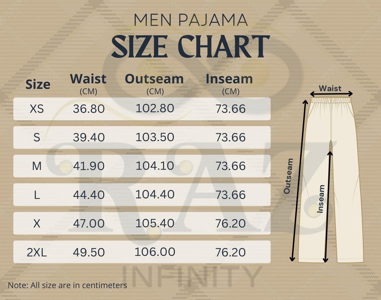 Customizable Printable Pajama Sizing Guide - DIY Canva Size Chart ...