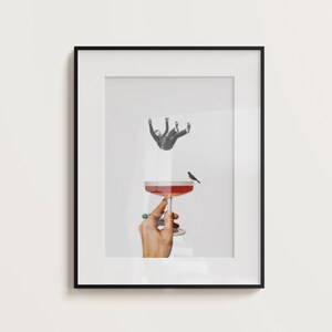 Surreal Digital Wall Art Falling Man & Cocktail Glass Collage ...
