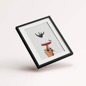 Surreal Digital Wall Art Falling Man & Cocktail Glass Collage ...