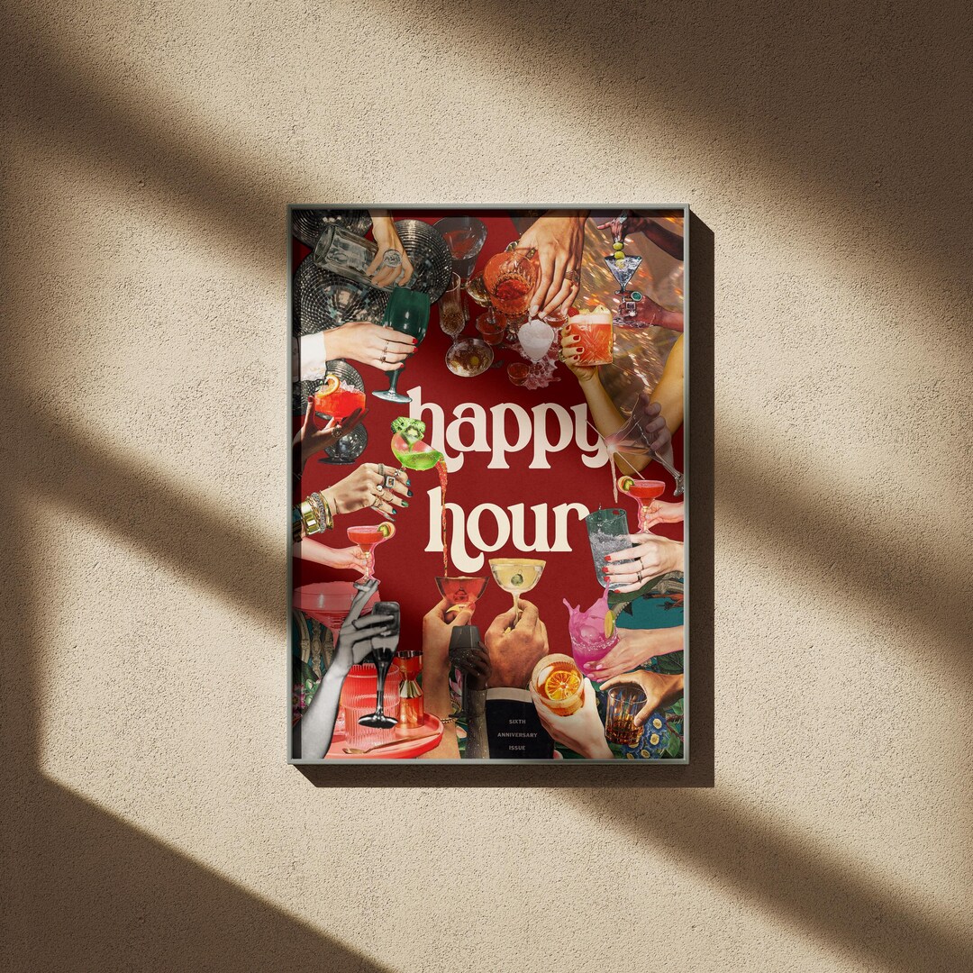 Cocktail Recipe Poster: Funny Happy Hour Bar Cart Decor (digital ...