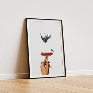 Surreal Digital Wall Art Falling Man & Cocktail Glass Collage ...