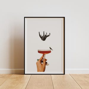 Surreal Digital Wall Art Falling Man & Cocktail Glass Collage ...