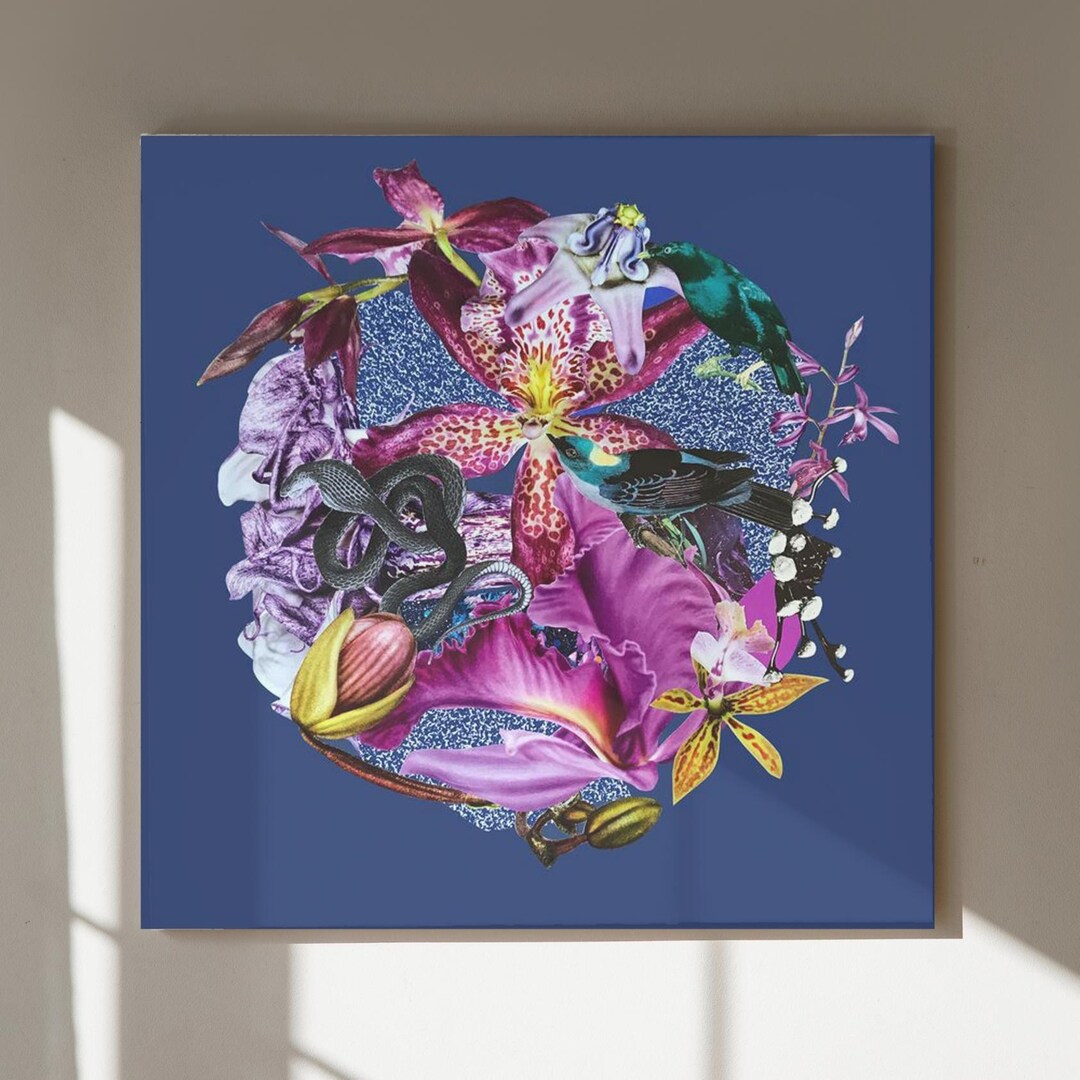 Mystical Botanical Collage Art Print: Exotic Floral Wall Decor (digital ...
