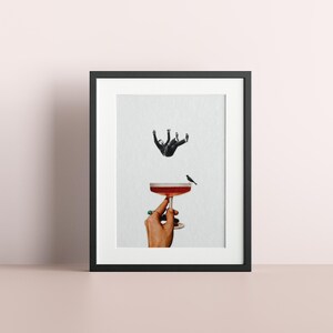 Surreal Digital Wall Art Falling Man & Cocktail Glass Collage ...